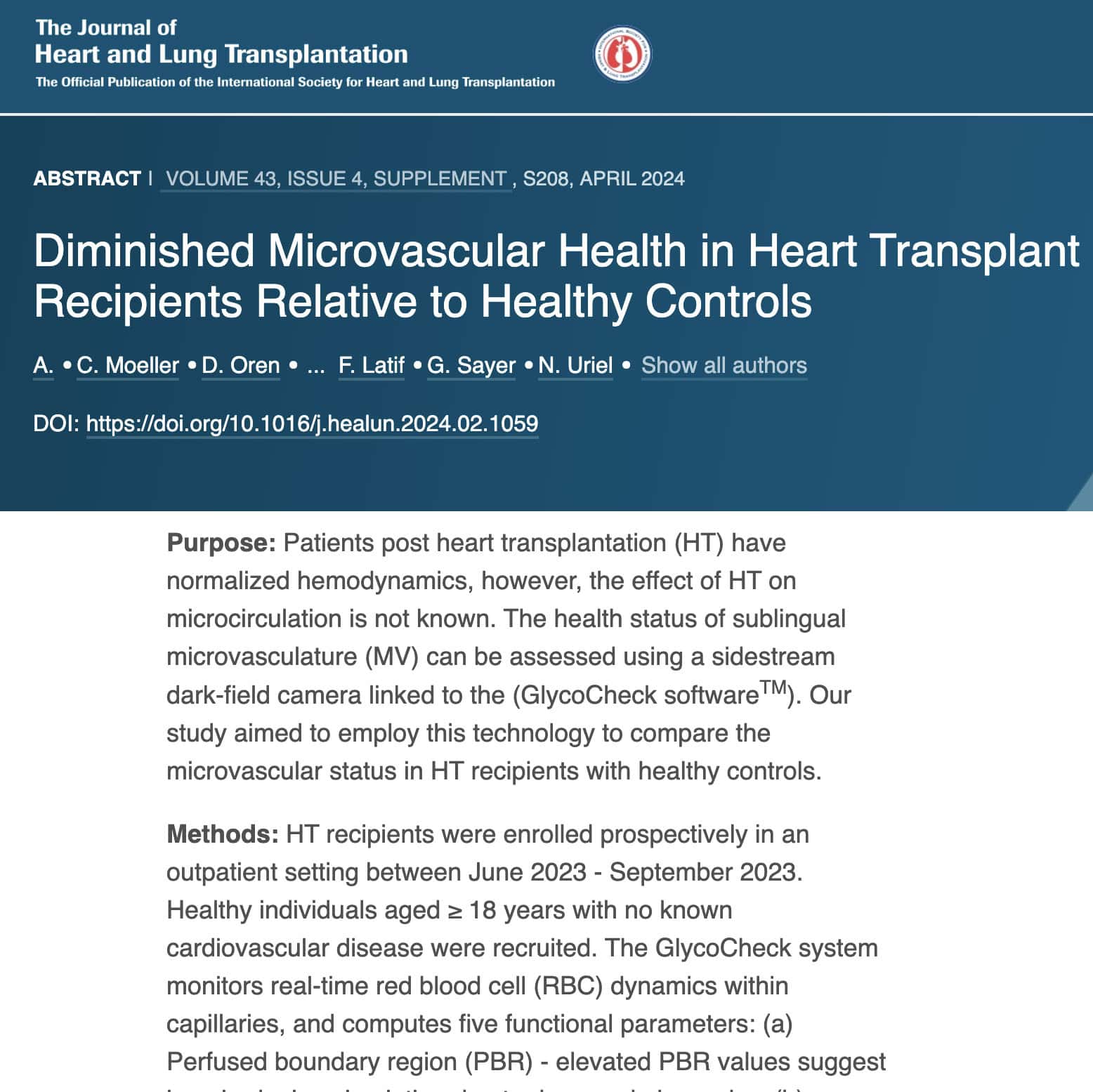 Diminished Microvascular Health in Heart Transplant Recipients Relative ...
